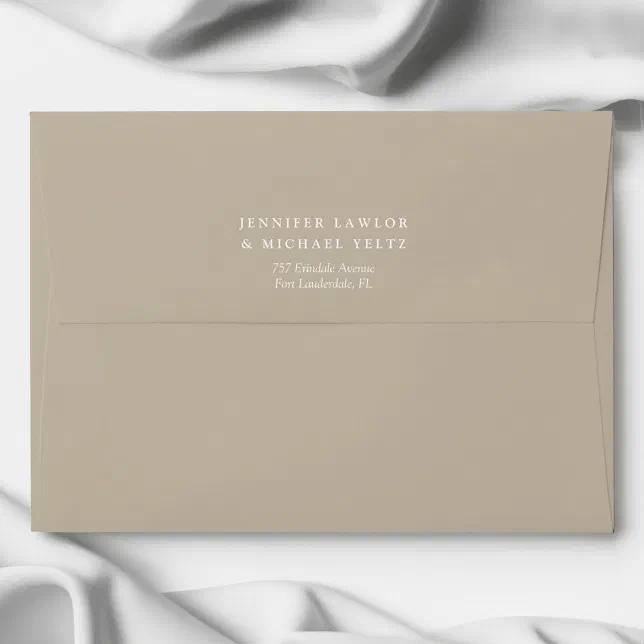 Minimalist Wildflower Taupe Wedding Envelope | Zazzle