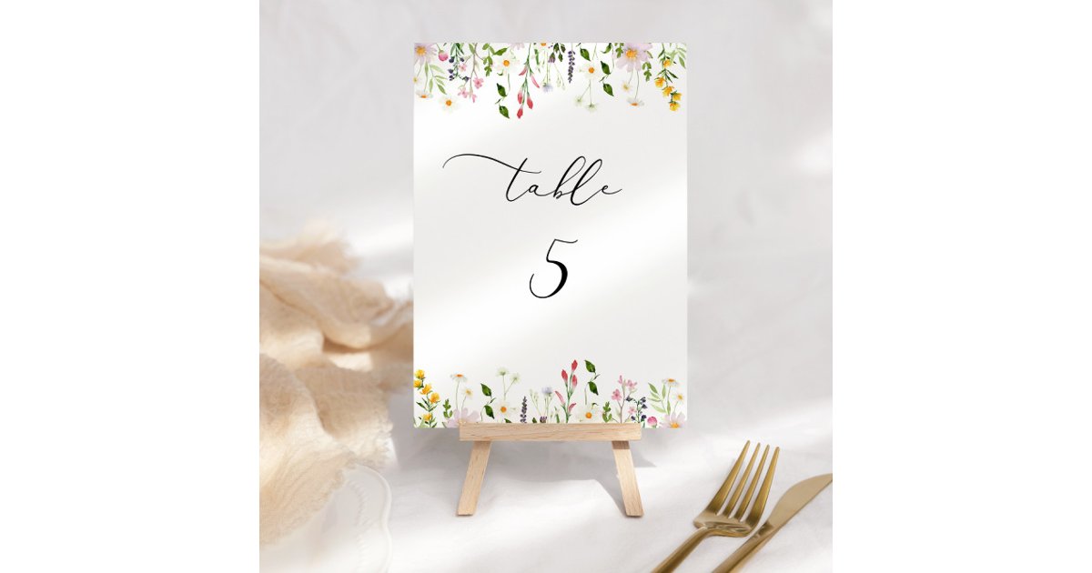 Minimalist wildflowers table number | Zazzle