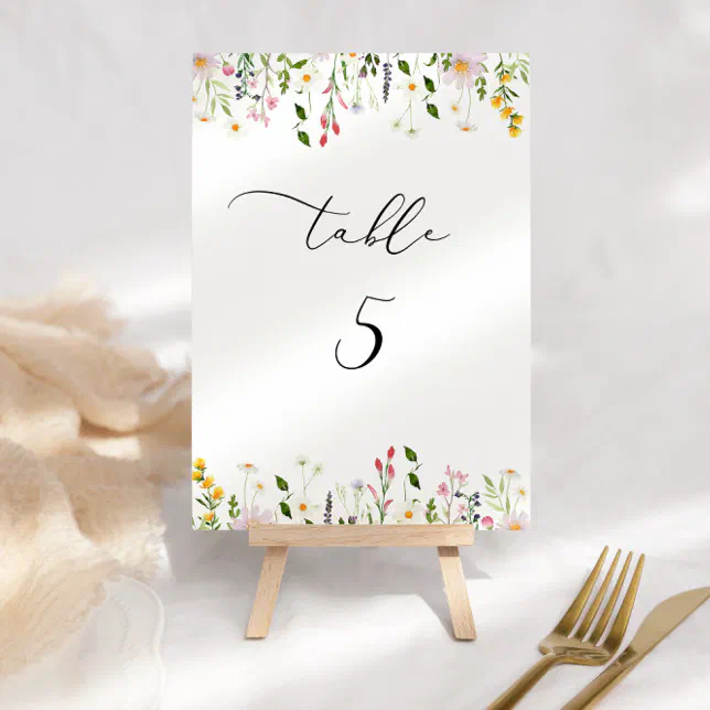 Minimalist wildflowers table number | Zazzle