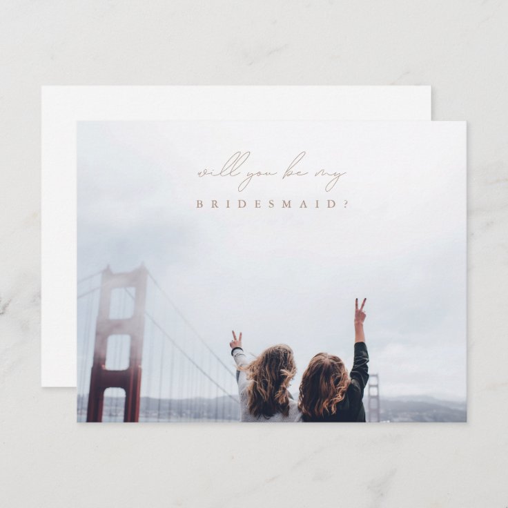 Minimalist Will You Be My Bridesmaid Script Photo Invitation | Zazzle