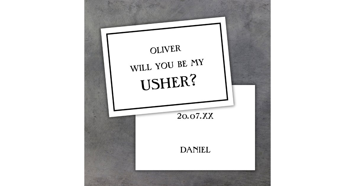 Minimalist Will You Be My Usher Proposal Black Invitation | Zazzle