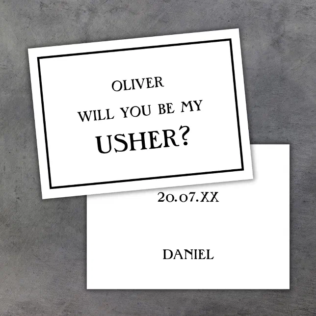Minimalist Will You Be My Usher Proposal Black Invitation | Zazzle
