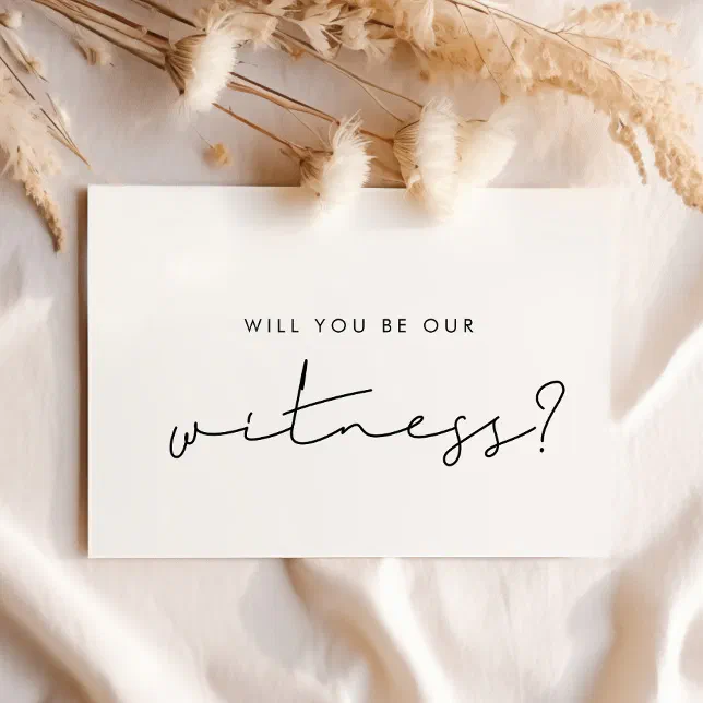 Minimalist Will you be our witness proposal card | Zazzle