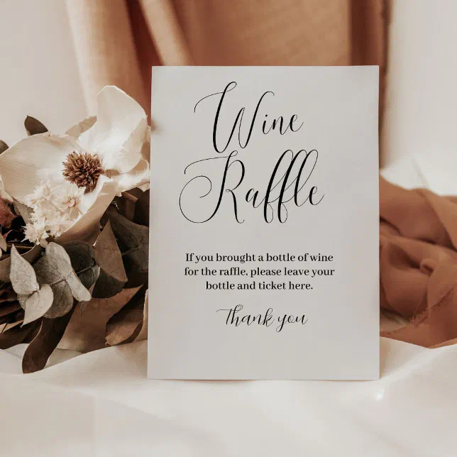 Minimalist Wine Raffle Bridal Shower Game Sign | Zazzle