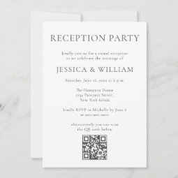 Minimalist With QR Code For Reception Party Invitation | Zazzle