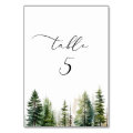 Minimalist woodland pine trees table number | Zazzle