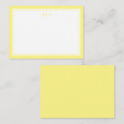 Minimalist Yellow Two Border Monogram Note Card | Zazzle