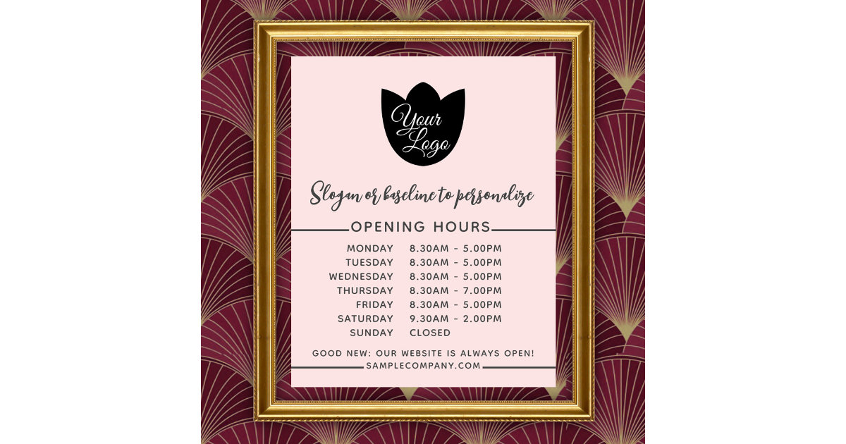 Minimalistic Add Your Logo Simple Opening Hours Poster | Zazzle