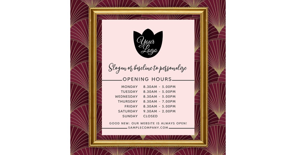 Minimalistic Add Your Logo Simple Opening Hours Poster | Zazzle