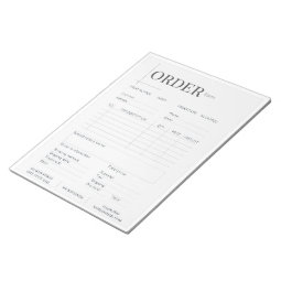 Minimalistic Black & White Business Order Form Notepad | Zazzle