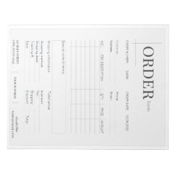 Minimalistic Black & White Business Order Form Notepad | Zazzle