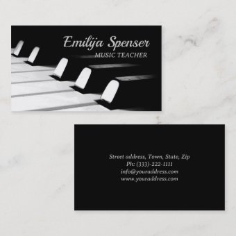 Minimalistic Black & White Piano Key Business Card | Zazzle