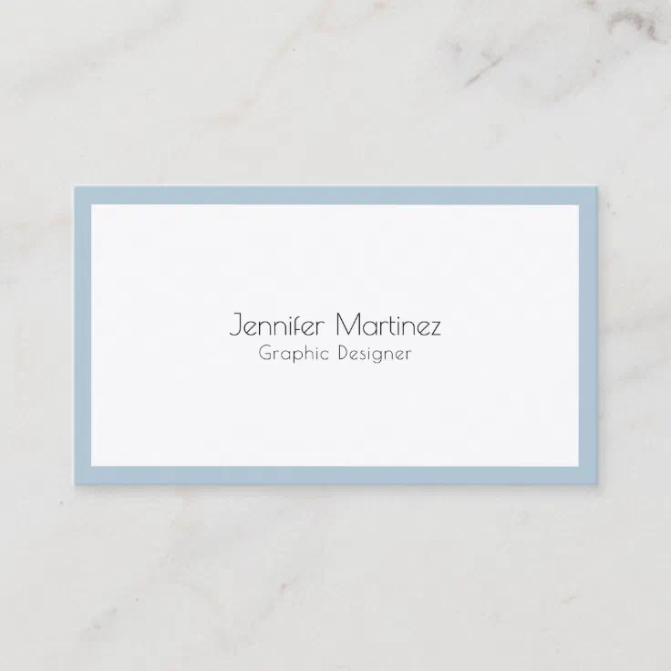 Minimalistic blue border white background business card | Zazzle