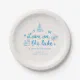 Minimalistic Blue Script Lake Bachelorette Party Paper Plates | Zazzle
