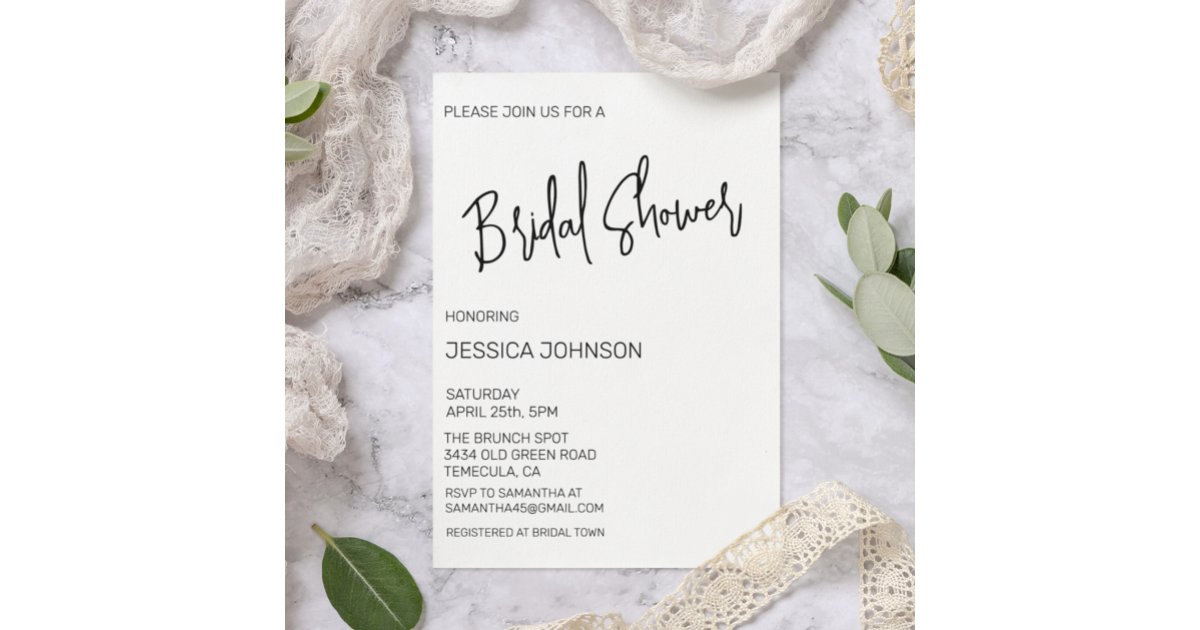 Minimalistic Bridal Shower Simple Invitation | Zazzle