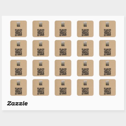Minimalistic Brown QR Code With Business Logo Square Sticker | Zazzle