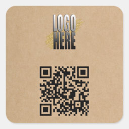 Minimalistic Brown QR Code With Business Logo Square Sticker | Zazzle