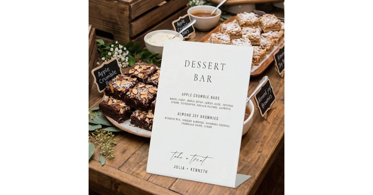 Minimalistic Classy Dessert Menu Wedding Sign | Zazzle