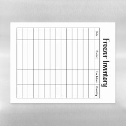 Minimalistic Freezer Inventory Magnetic Dry Erase Sheet | Zazzle