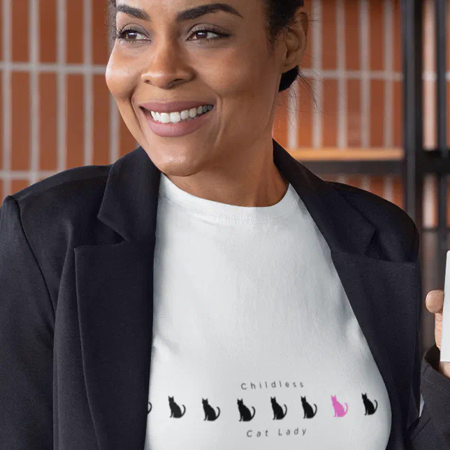 Minimalistic Funny Childless Cat Lady T-Shirt | Zazzle