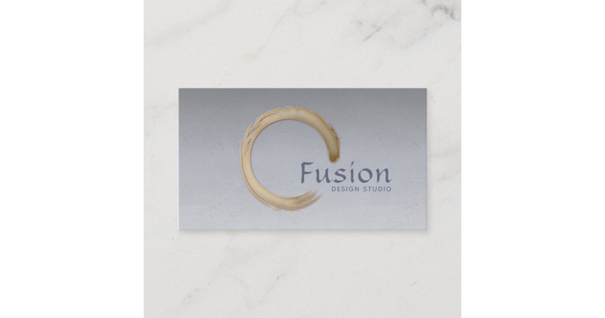 Minimalistic Golden Enso Circle Business Card | Zazzle