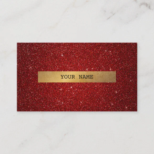 Minimalistic Golden Glitter Red Vip Business Card | Zazzle