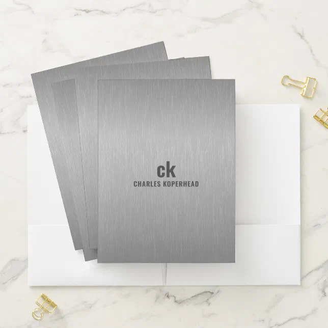 Minimalistic Gray Black Metallic Texture Print Pocket Folder | Zazzle