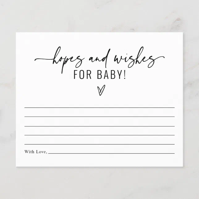 Minimalistic Hopes and Wishes for Baby Shower Card | Zazzle