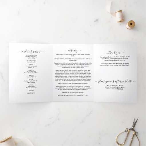 Minimalistic Memorial Funeral Tri-Fold Program | Zazzle
