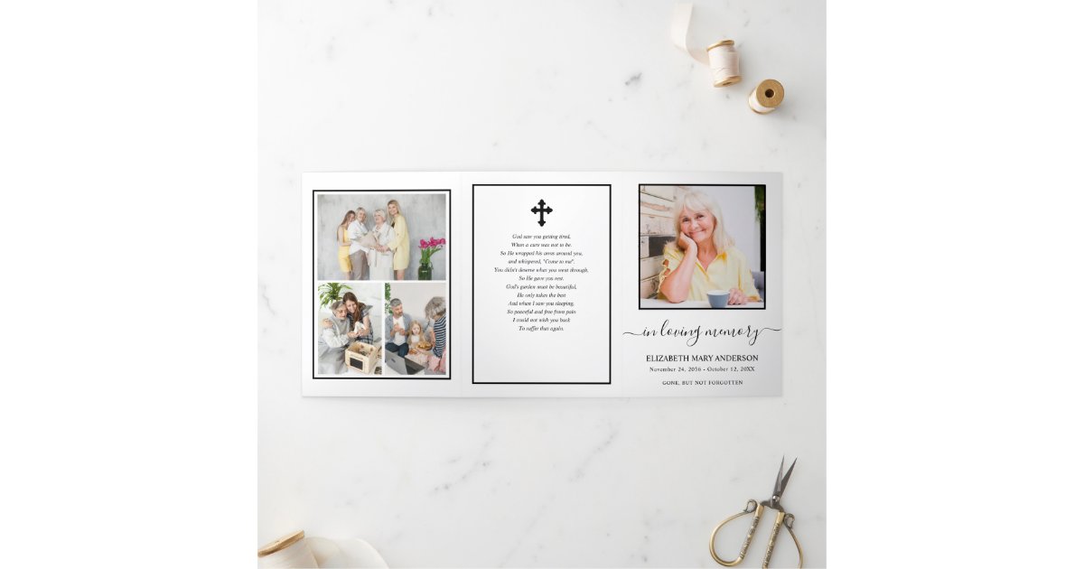 Minimalistic Memorial Funeral Tri-Fold Program | Zazzle