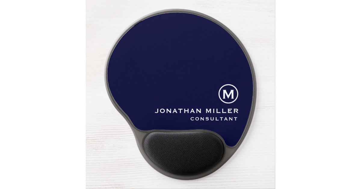 Minimalistic Modern Monogram Navy Blue Gel Mouse Pad | Zazzle