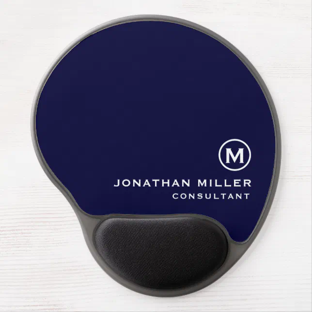 Minimalistic Modern Monogram Navy Blue Gel Mouse Pad | Zazzle