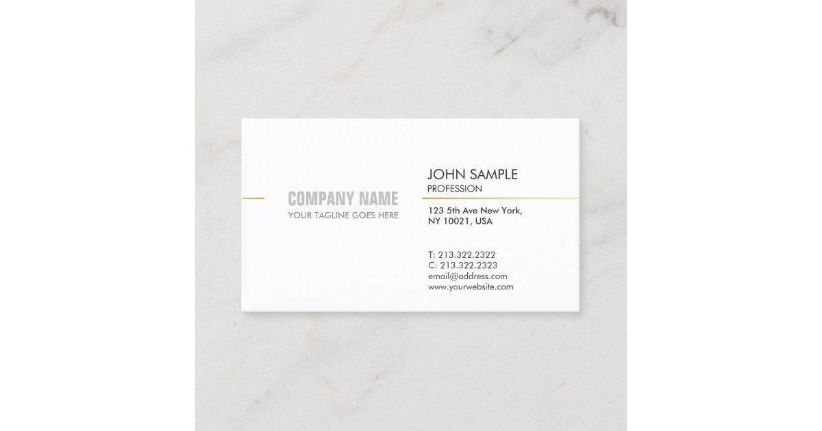 Minimalistic Modern Professional Elegant White Business Card | Zazzle
