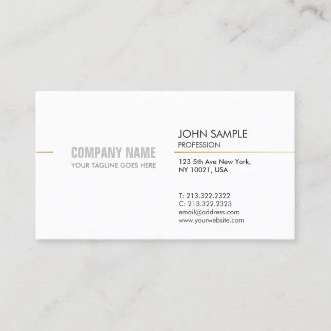 Minimalistic Modern Professional Elegant White Business Card | Zazzle