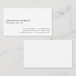 Minimalistic Modern Professional White Elegant Business Card | Zazzle