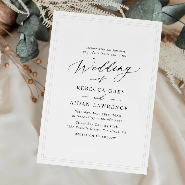 Minimalistic Modern Script Wedding Invitation | Zazzle