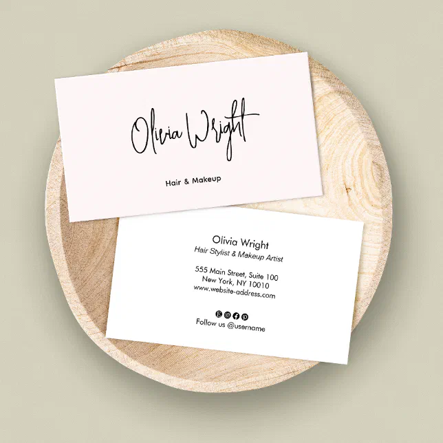 Minimalistic Pastel Pink, Signature Script, Bus Business Card | Zazzle