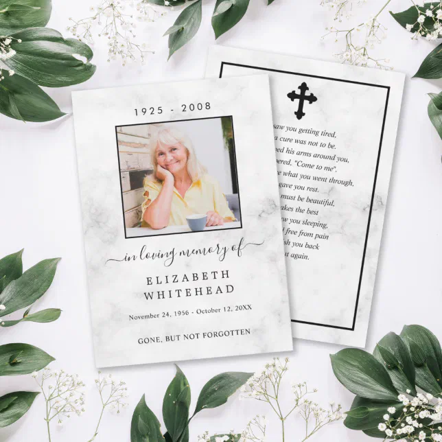 Minimalistic Photo Funeral Prayer Marble Invitation | Zazzle