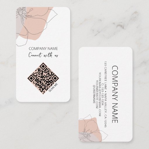 Minimalistic QR Code Connect With Us Business Card | Zazzle
