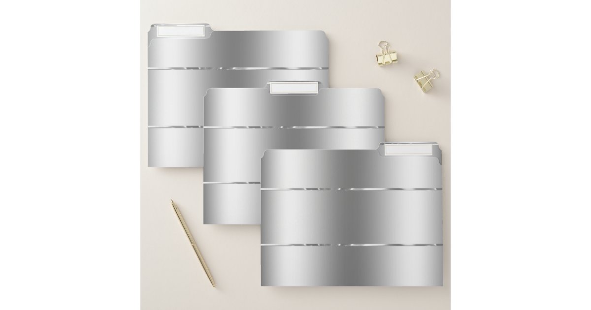 Minimalistic Silver-Gray Faux Stainless Steel File Folder | Zazzle