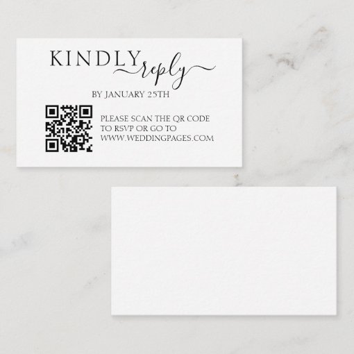 Minimalistic Simple QR Code RSVP Wedding Reply Enclosure Card | Zazzle