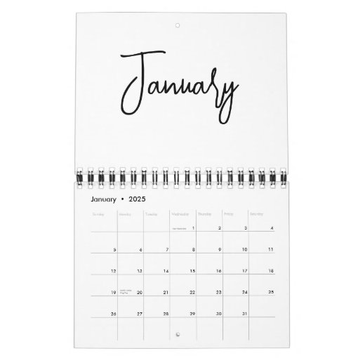 Minimalistic Simple Script Writing Months any year Calendar | Zazzle