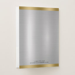 Minimalistic Slick Silver & Gold Metallic Texture Pocket Folder | Zazzle