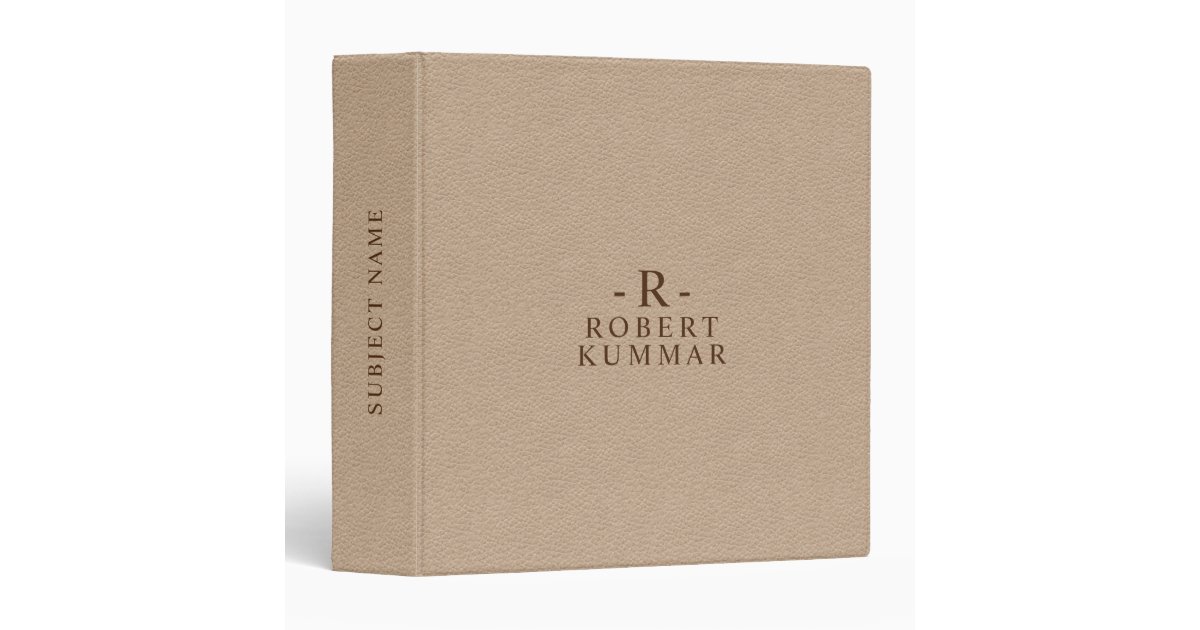 Minimalistic Tan Faux Leather Texture Print 3 Ring Binder | Zazzle