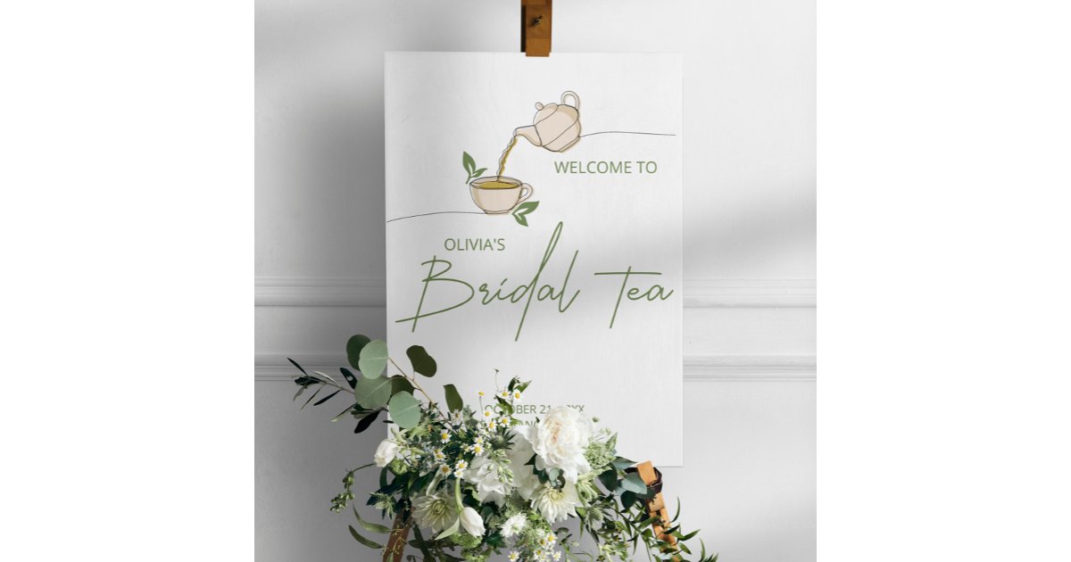 Minimalistic Tea Party Bridal Shower Welcome Foam Board | Zazzle