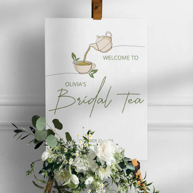 Minimalistic Tea Party Bridal Shower Welcome Foam Board | Zazzle