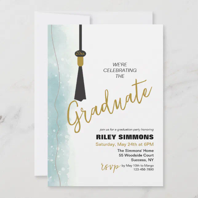 Minimalistic Teal Graduation Invitation | Zazzle