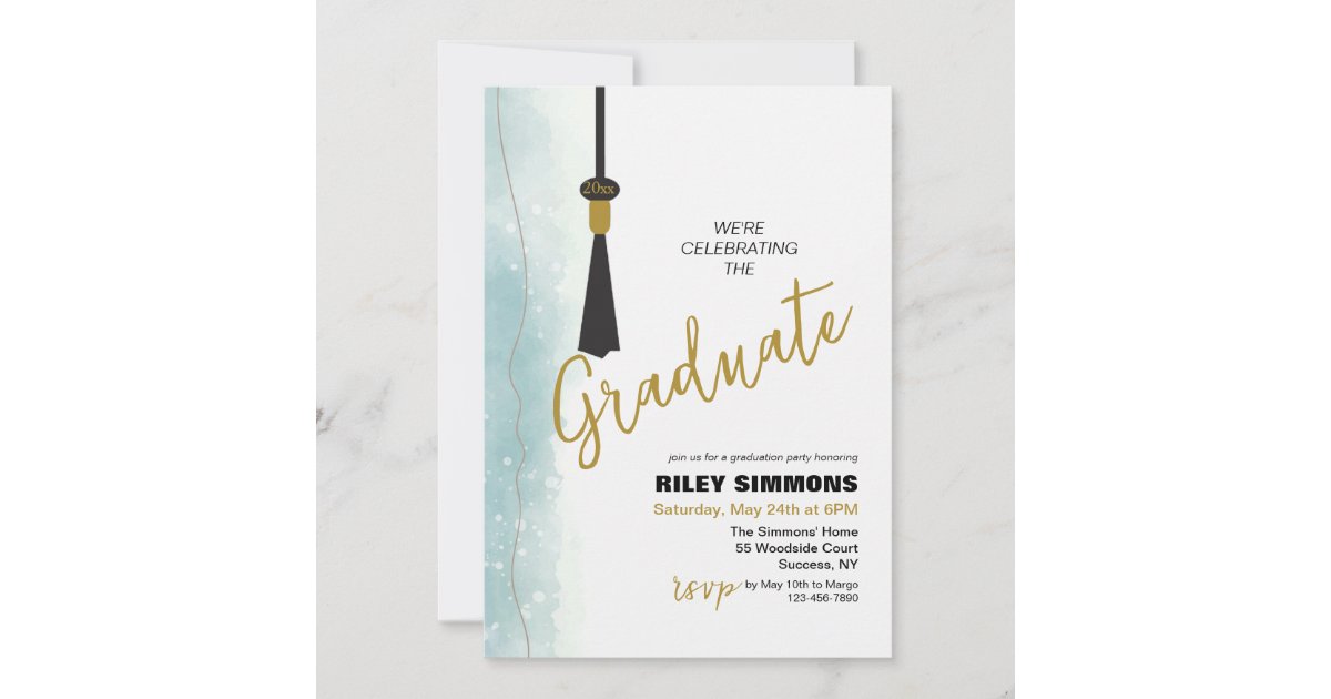 Minimalistic Teal Graduation Invitation | Zazzle