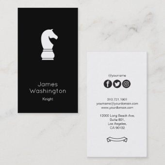 Minimalistic Vintage Chess Knight Business Card | Zazzle