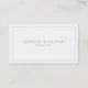 Minimalistic white and gray simple frame business card | Zazzle